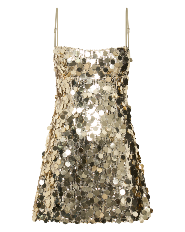Cleo Mini Dress - Circle Sequin Mini Dress in Light Gold