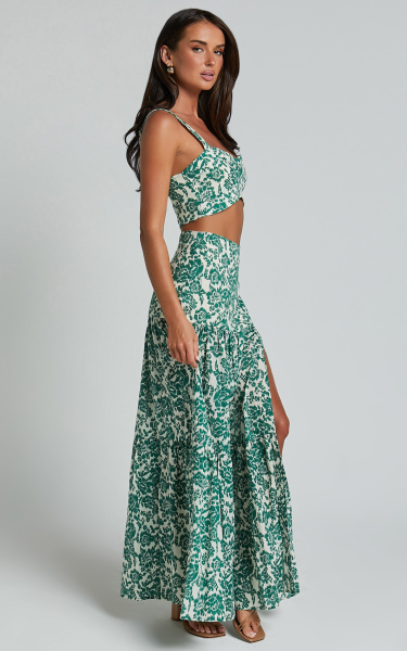 green split maxi skirt