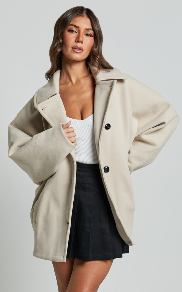 Claudia Coat - Triple Breasted Coat in Beige