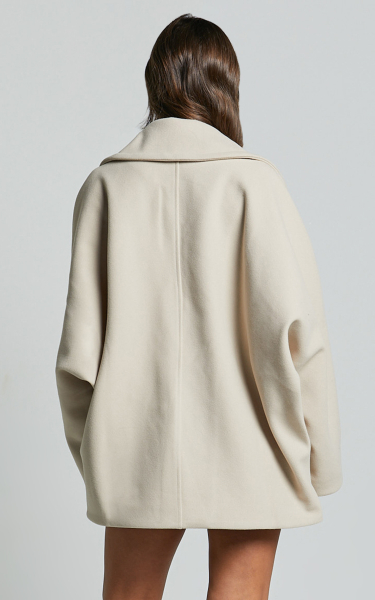Claudia Coat - Triple Breasted Coat in Beige