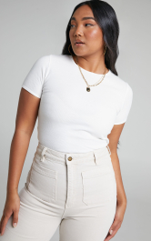 Rolla's - Baby Rib Tee in White | Showpo UK