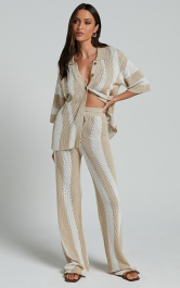 RUNAWAY THE LABEL - ZANZIBAR PANTS in Sand/White | Showpo UK.